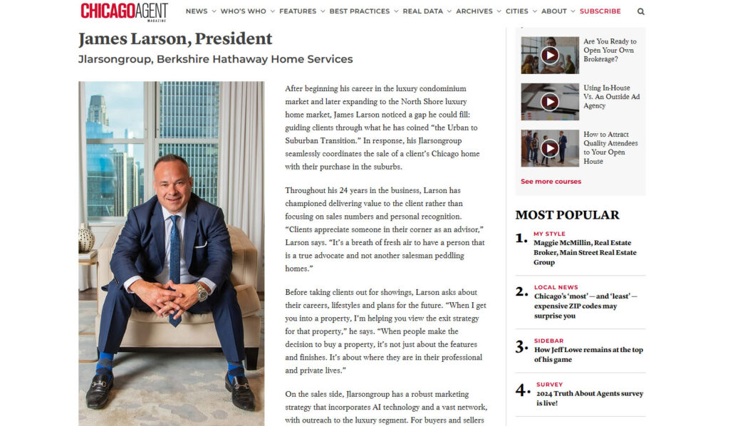 James Larson Wins Chicago Agent 2023 Who's Who Award - North Shore ...